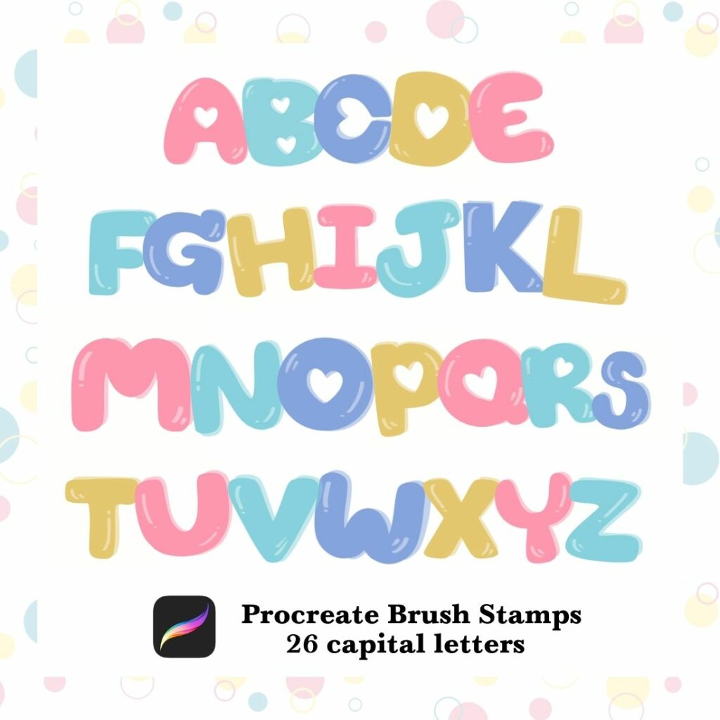 26x2 Captial Letters Procreate Brush Stamps - MasterBundles