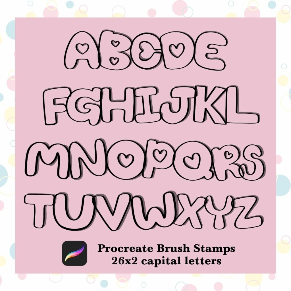 26x2 Captial Letters Procreate Brush Stamps - MasterBundles