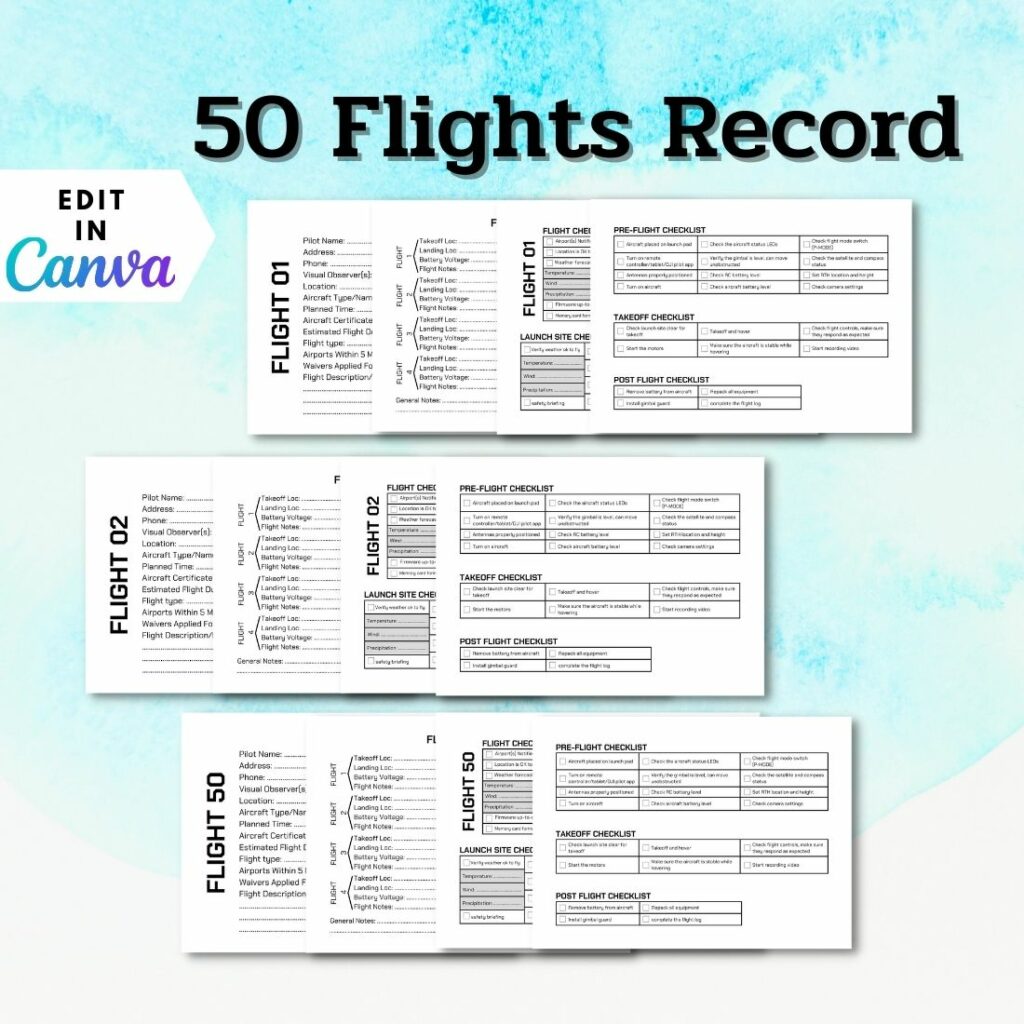 Drone Pilot Logbook - Canva template - MasterBundles