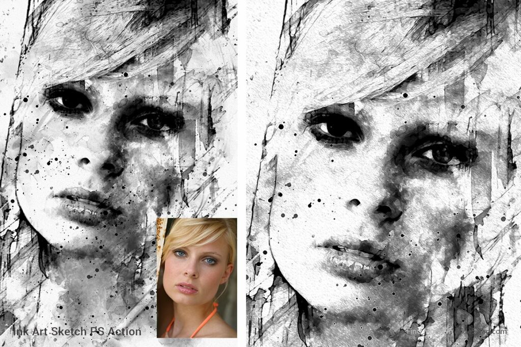 Ink Art Photoshop Action – MasterBundles