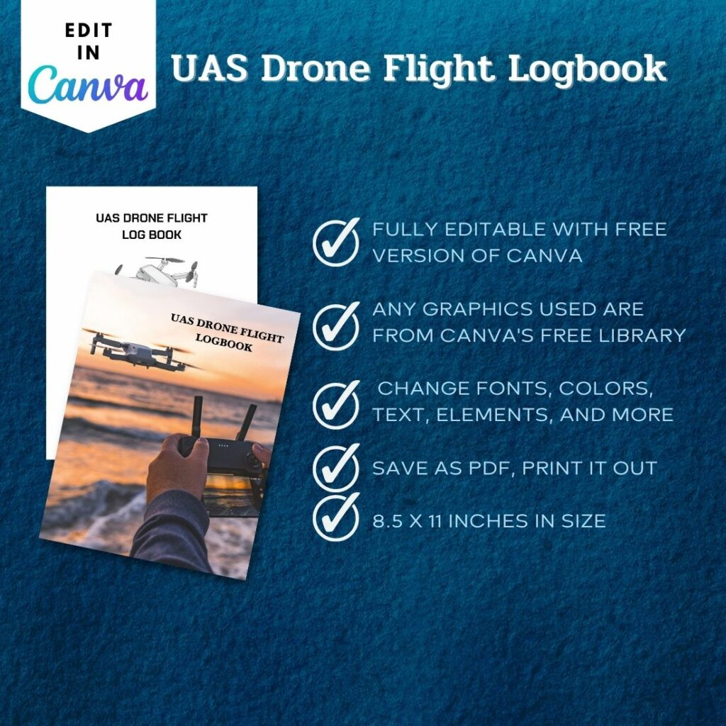 UAS Drone Flight Logbook - Canva Template - MasterBundles