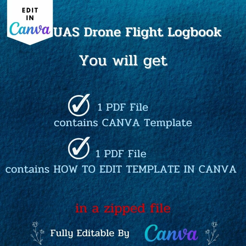 UAS Drone Flight Logbook - Canva Template - MasterBundles