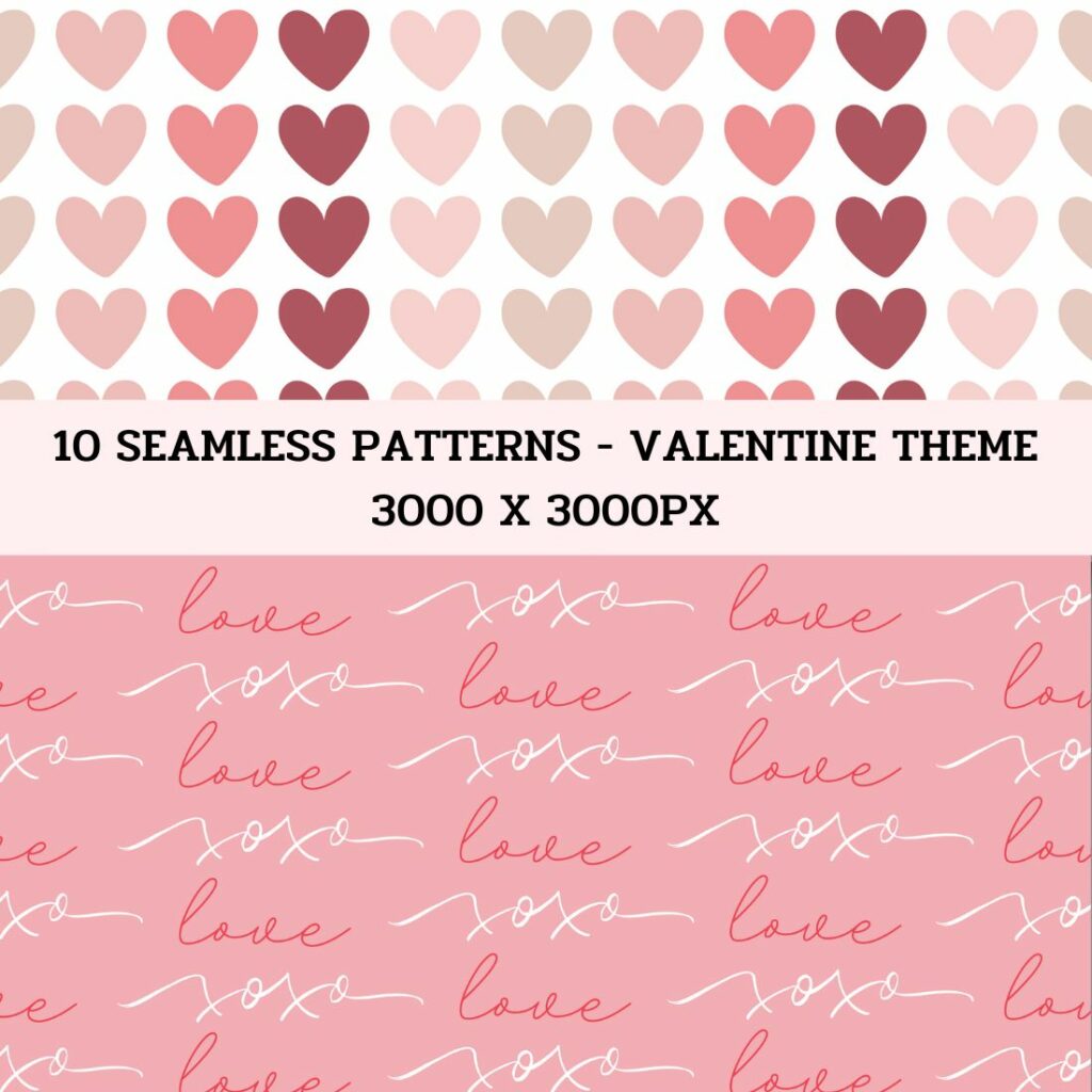10 Seamless Patterns - Valentine Theme - MasterBundles
