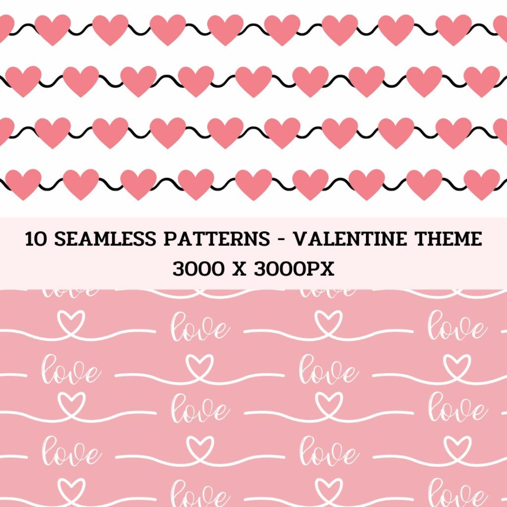 10 Seamless Patterns - Valentine Theme - MasterBundles