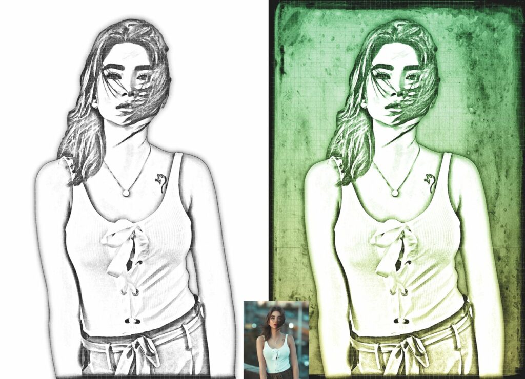 Canvas Sketch Portrait PS Action – MasterBundles