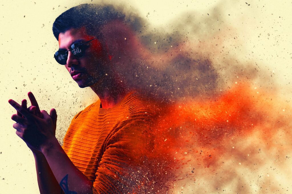 Scattered Particles Photoshop Effect – MasterBundles