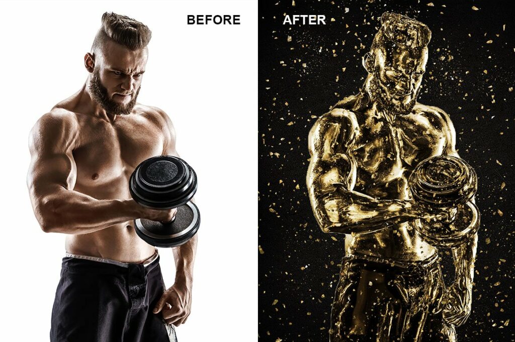 Gold Sprinkle Photoshop Action – MasterBundles