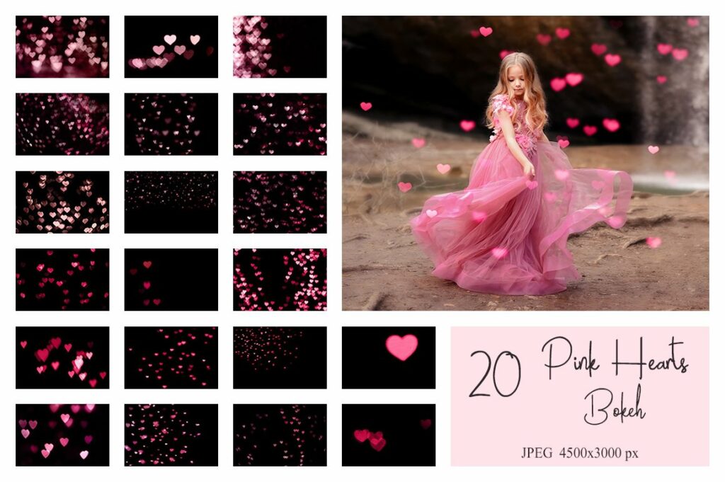 60 Hearts Bokeh Overlays – MasterBundles