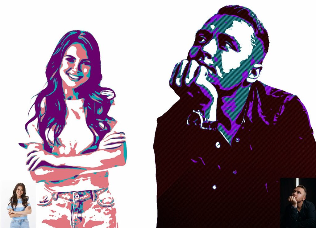 Vector Portrait Photoshop Action – MasterBundles