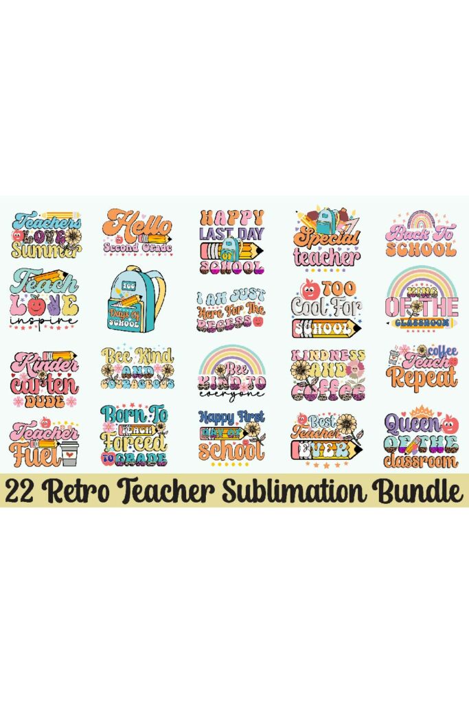 Retro Teacher Sublimation Bundle - MasterBundles