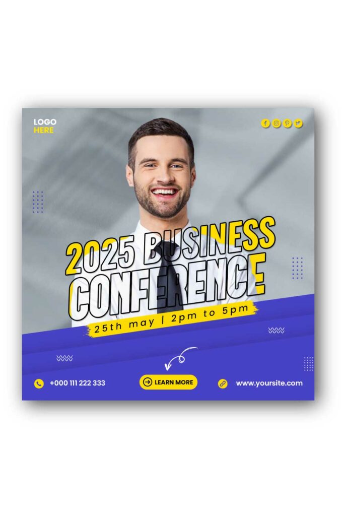 Conference Social Media Instagram Post Template - MasterBundles
