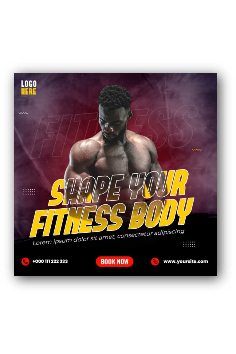 Fitness Body Social Media Instagram Post Template - MasterBundles