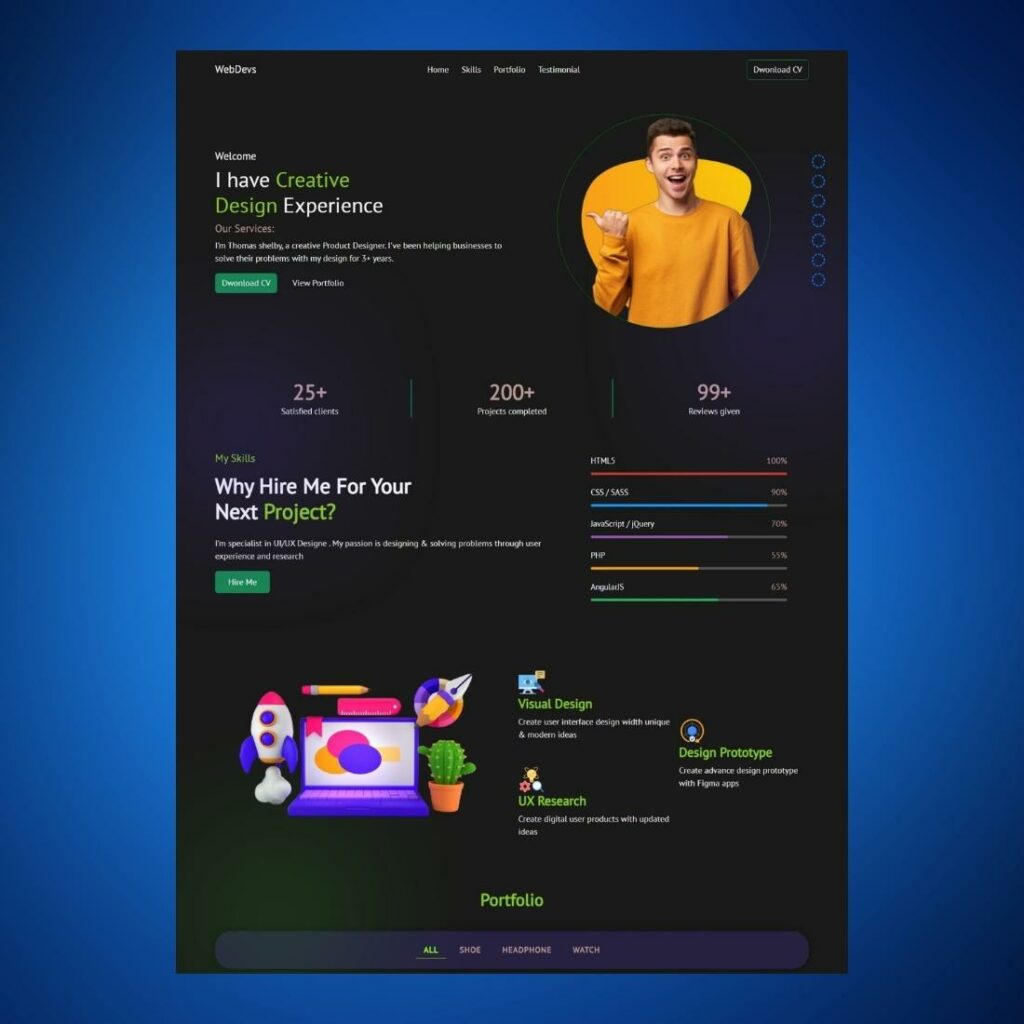 WebDevs Modern Portfolio Website Template - MasterBundles