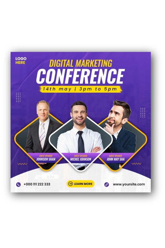 Conference Social Media Instagram Post Template - MasterBundles