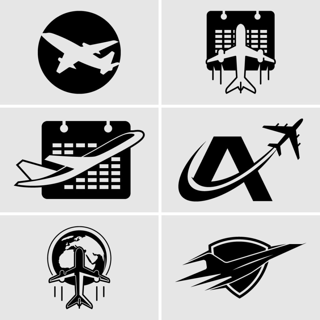 Travel icons. Aviation logo sign, Flying symbol. Flight icon ...