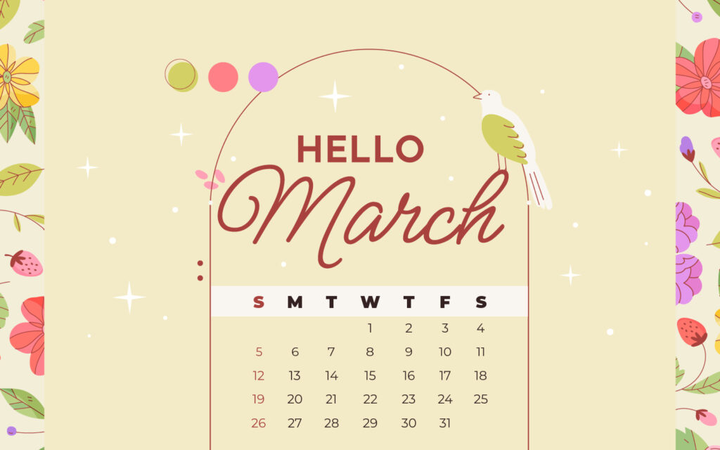 Free Green March Calendar - MasterBundles