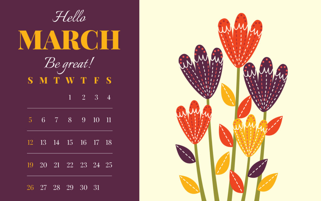 Hello March! Free Calendar - MasterBundles