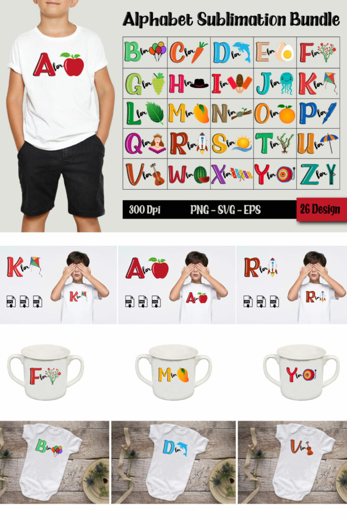 Alphabet Sublimation Bundle/ Alphabet T-shirt Design Bundle - MasterBundles