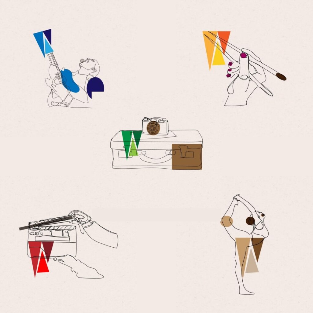 5 colourful line art illustration - MasterBundles