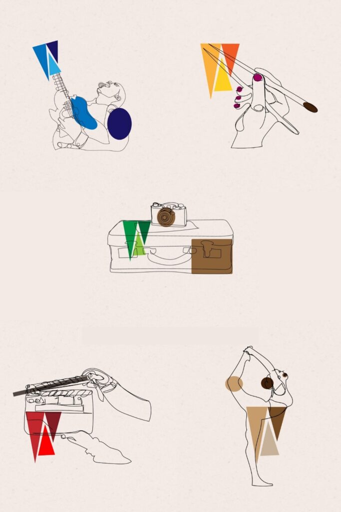 5 colourful line art illustration - MasterBundles