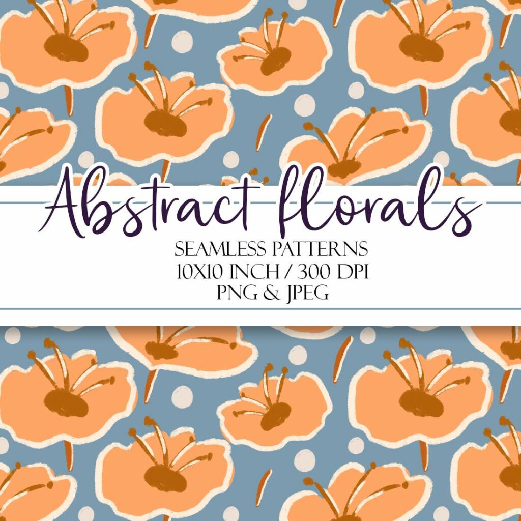 Abstract Floral retro digital papers - MasterBundles