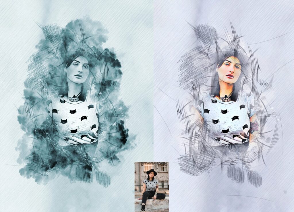 Ink Sketch Art Photoshop Action – MasterBundles