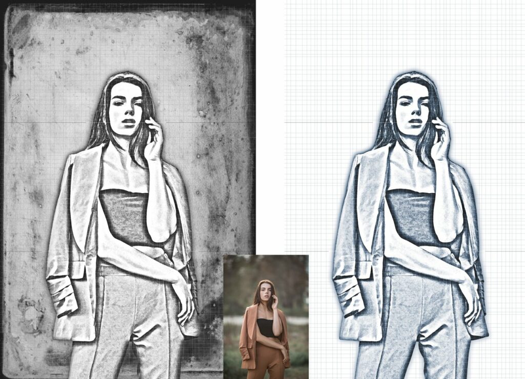 Canvas Sketch Portrait PS Action – MasterBundles