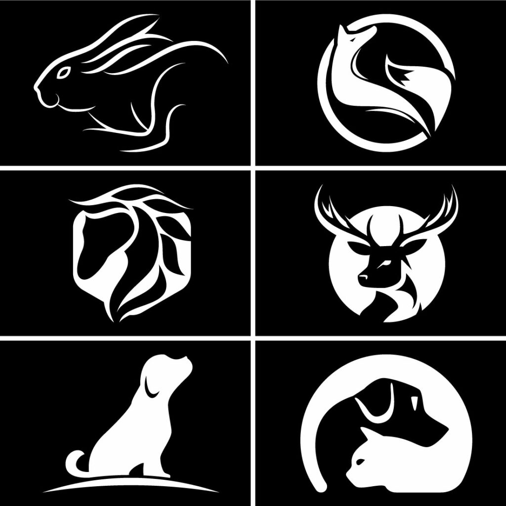 Low Poly Style Rabbit, Fox, Horse Head, Deer Head, And Dog Icon Logo ...