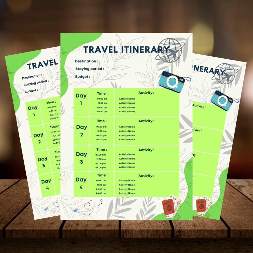 Travel Itinerary green - MasterBundles
