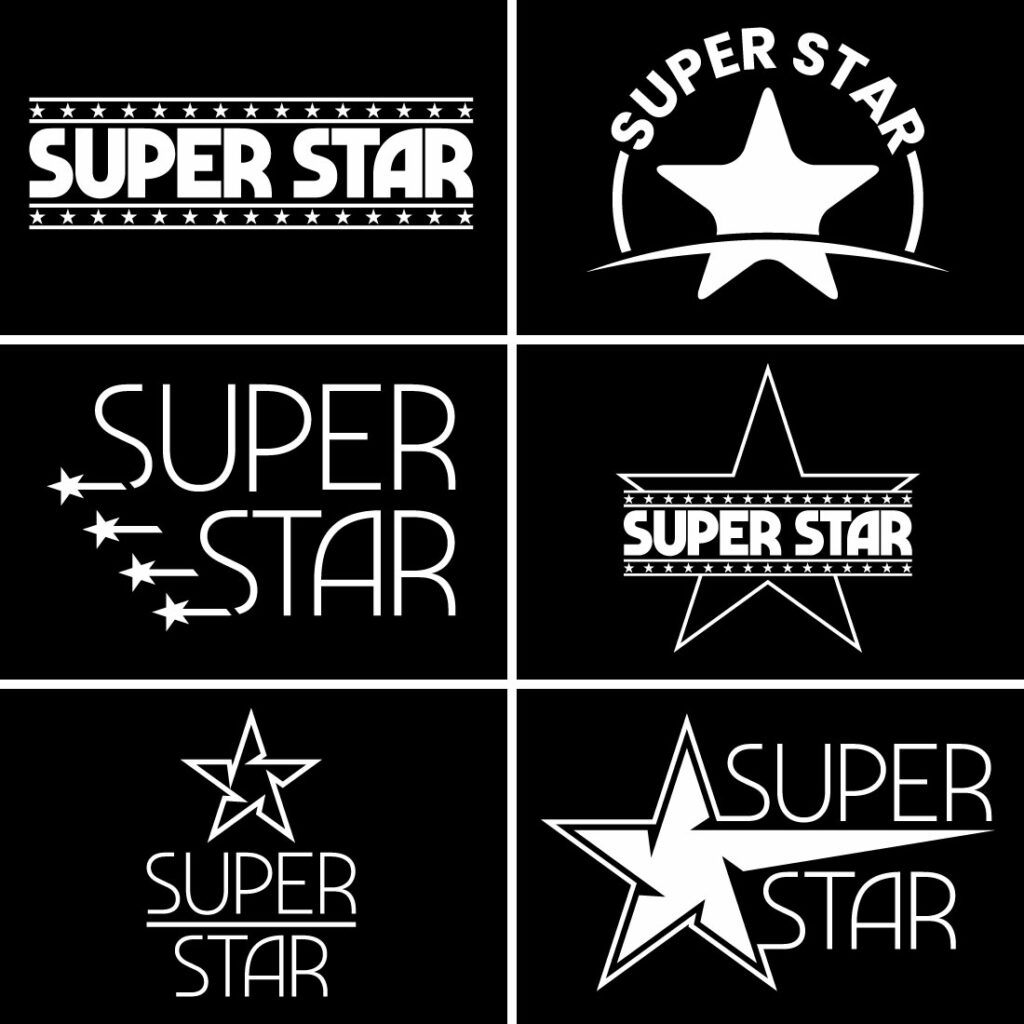 Golden Super Star Text Logo Sign Symbol. Vector illustration graphic ...