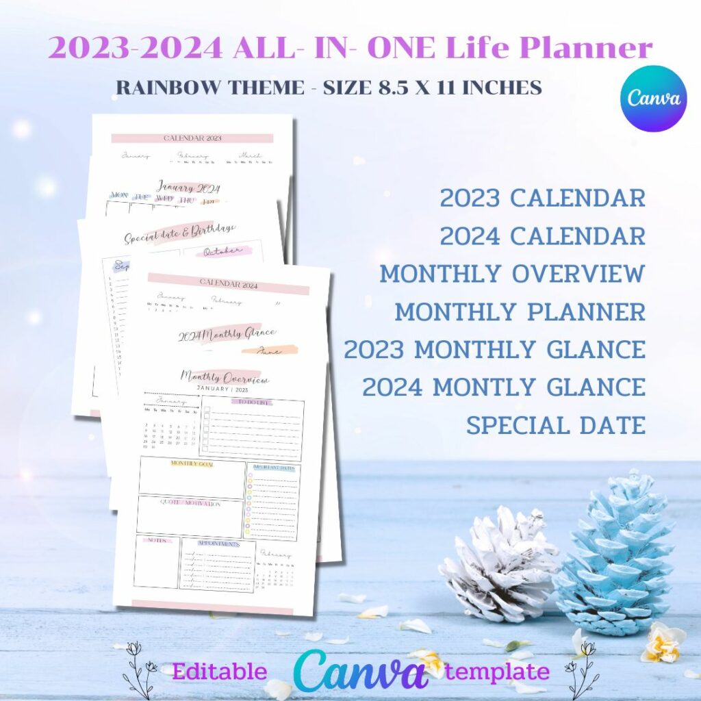 2023-2024 All-in-one Life Planner - Canva Template - MasterBundles