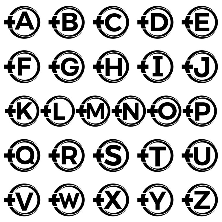 Initial A-Z monogram alphabet in a circle with cross plus. Medical logo ...