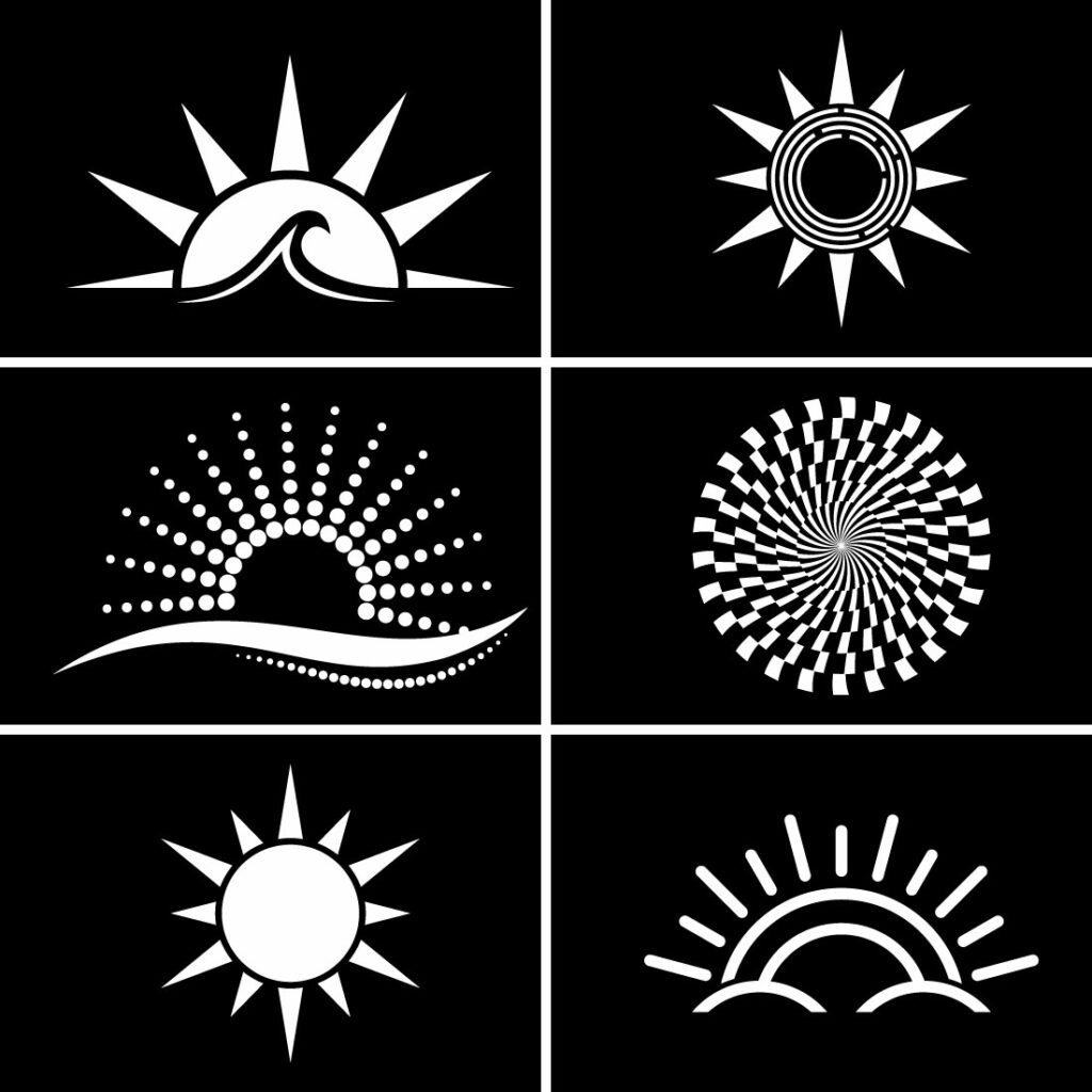 Abstract creative sun logo design, Summer Sun Logo, Sunburst icon sign ...