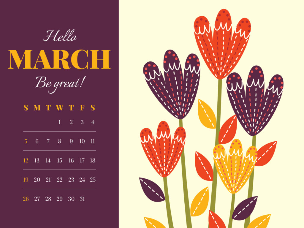 Hello March! Free Calendar - MasterBundles