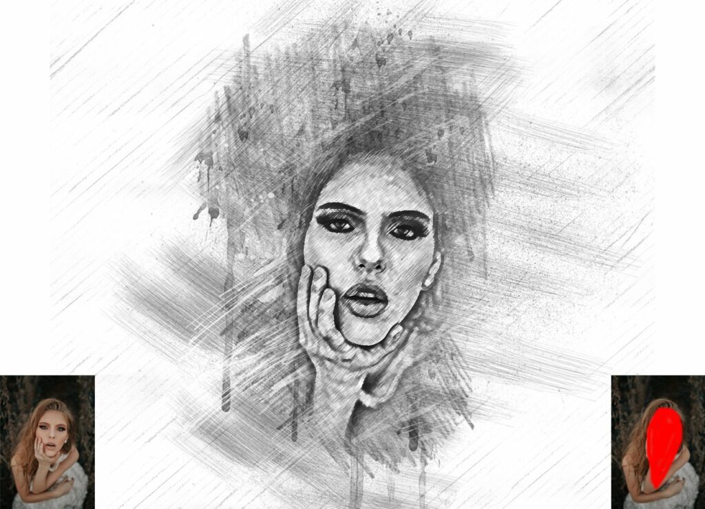 Pro Sketch Portrait Photoshop Action – MasterBundles