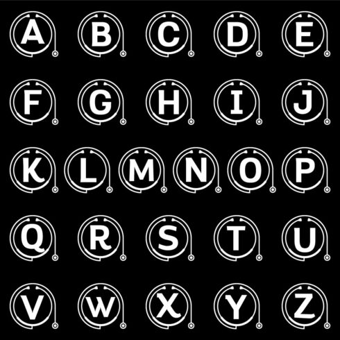 Initial A-Z monogram alphabet with doctor stethoscope. Vector ...