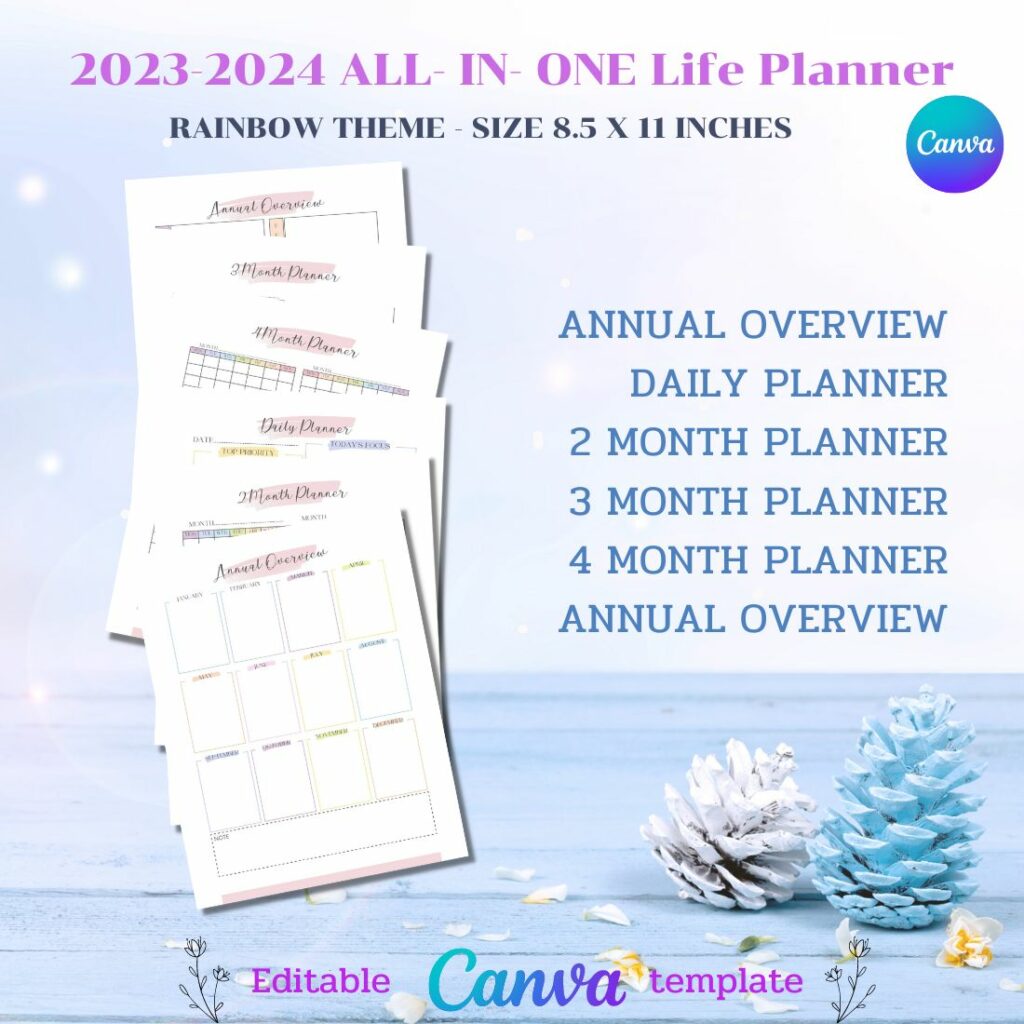 2023-2024 All-in-one Life Planner - Canva Template - MasterBundles