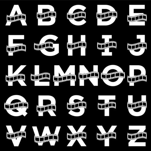 Initial A-Z monogram alphabet incorporated with film reel. Video and ...