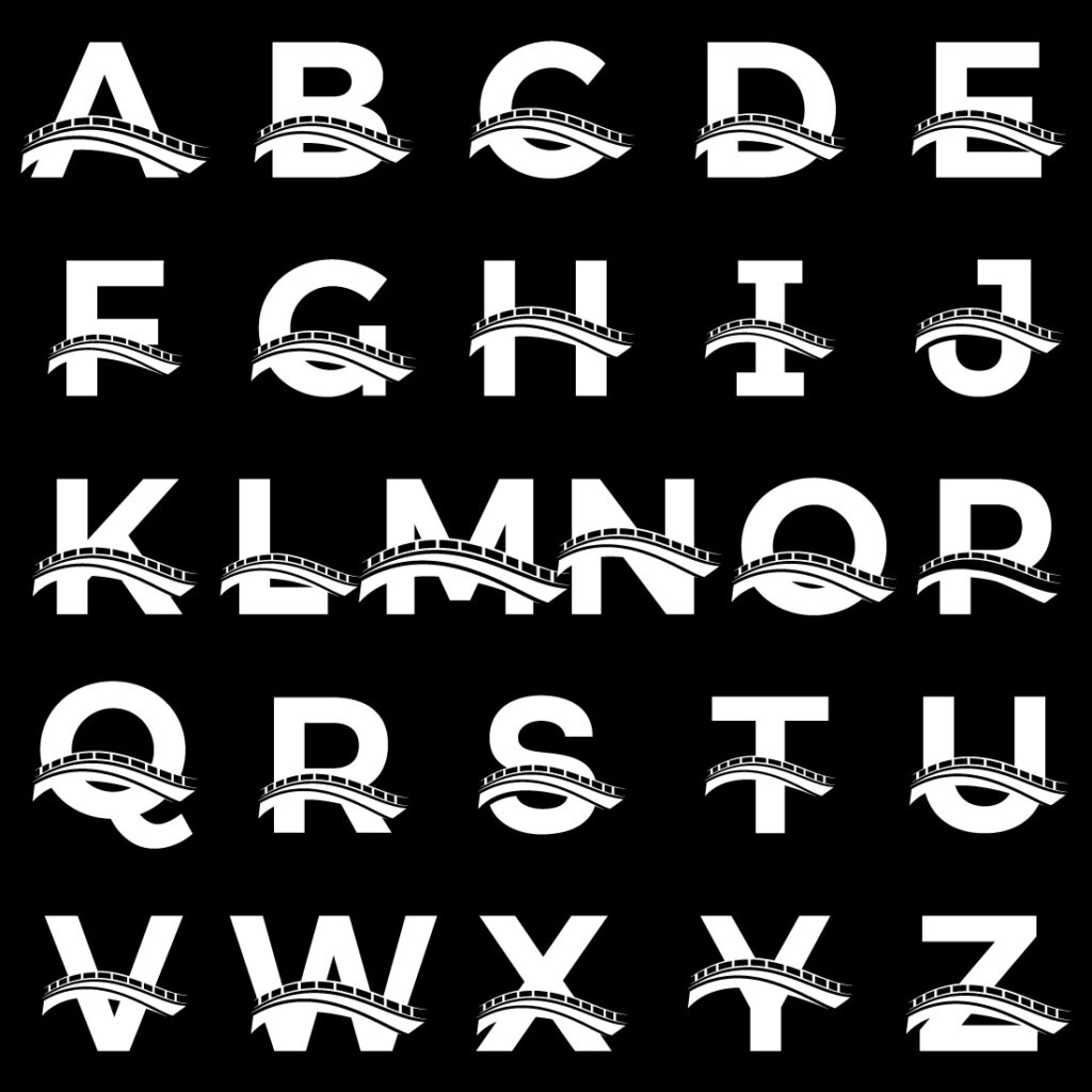Initial A-Z monogram letter alphabet with bridge sign. Abstract bridge ...