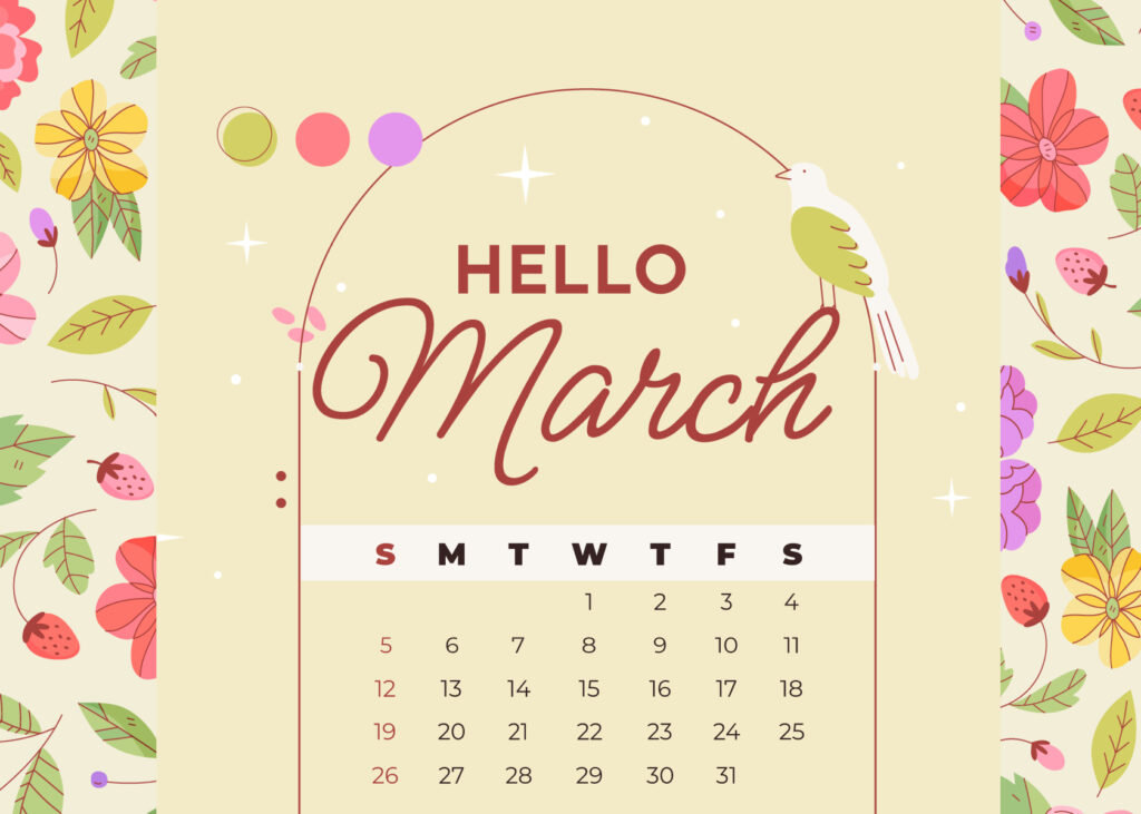 Free Green March Calendar - MasterBundles