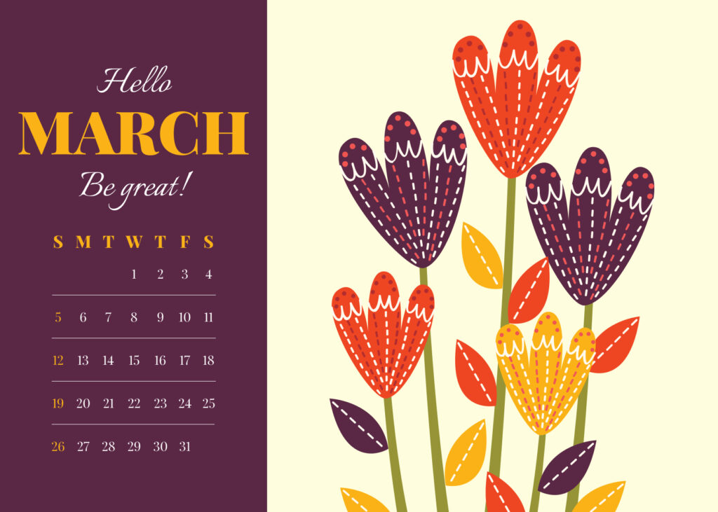 Hello March! Free Calendar - MasterBundles