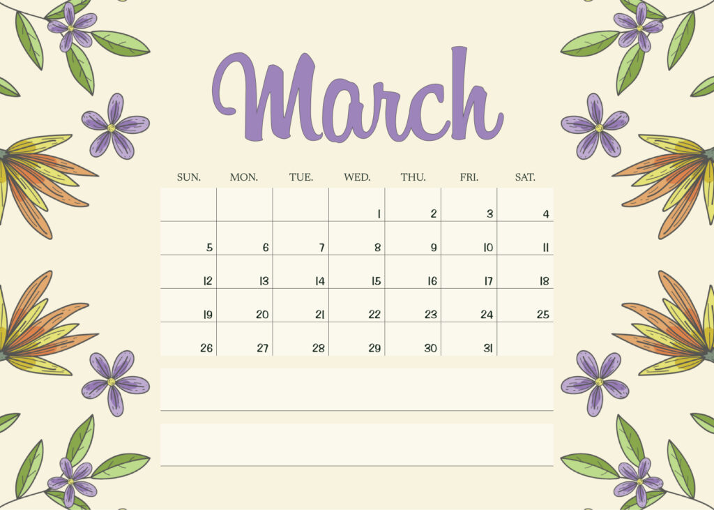 Free Blossom March Calendar - MasterBundles