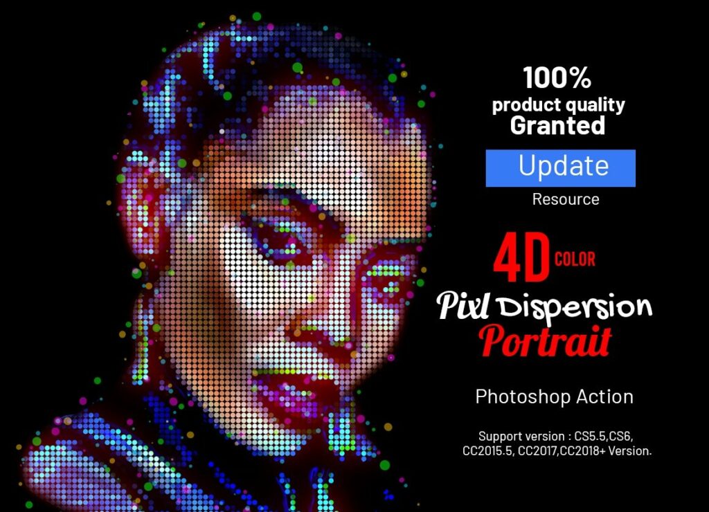 4D Color Pixel Portrait Action – MasterBundles