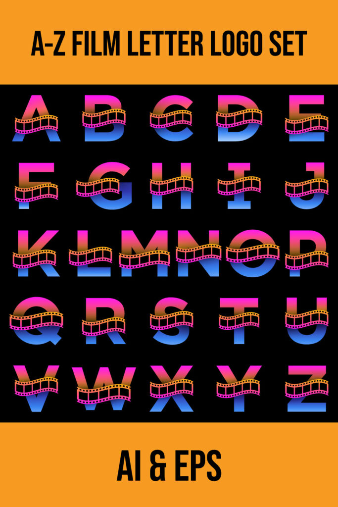 Initial A-Z monogram alphabet incorporated with film reel. Video and ...