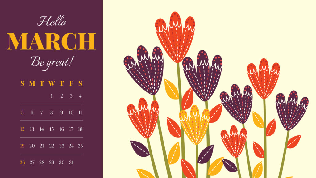 Hello March! Free Calendar - MasterBundles