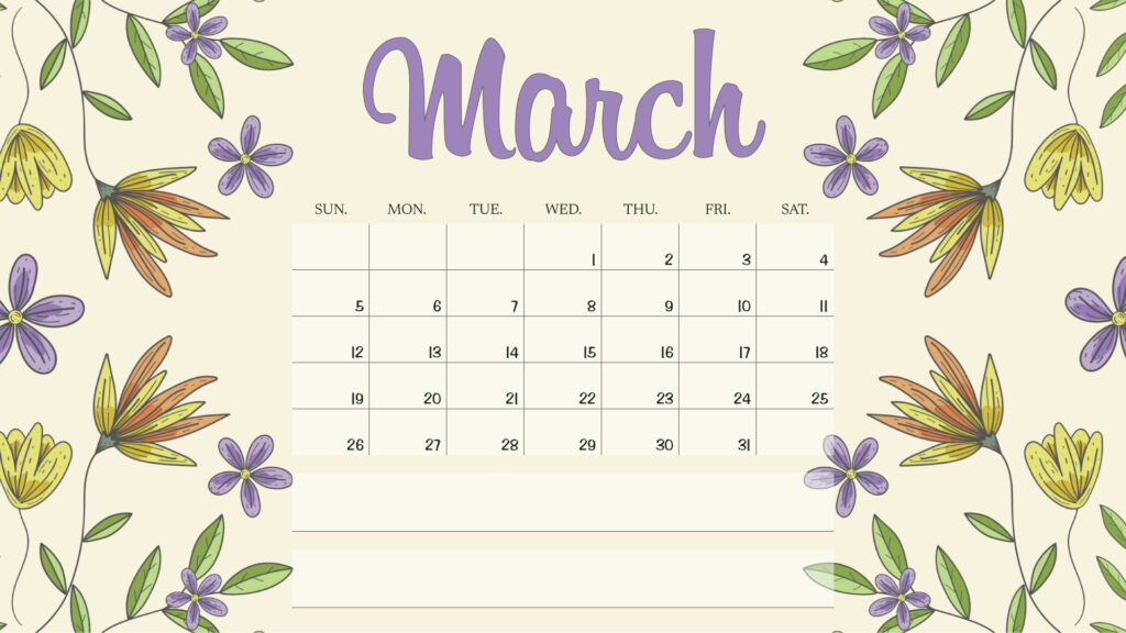 Free Blossom March Calendar - MasterBundles