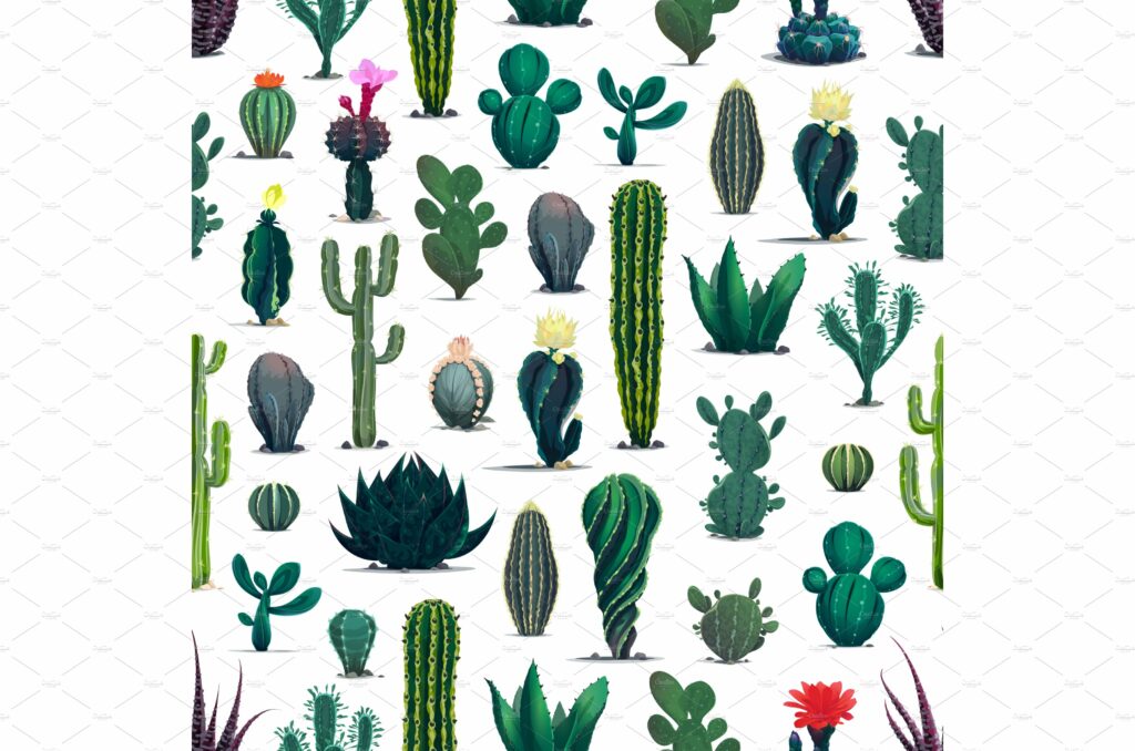 Mexican Desert Cactuses Pattern – MasterBundles