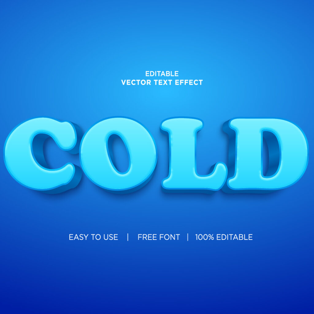 Cold 3d text effects vector illustrations. New Text style eps files ...
