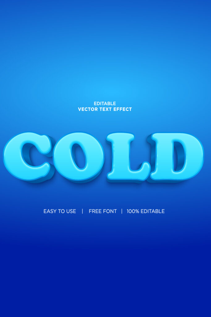 Cold 3d text effects vector illustrations. New Text style eps files ...