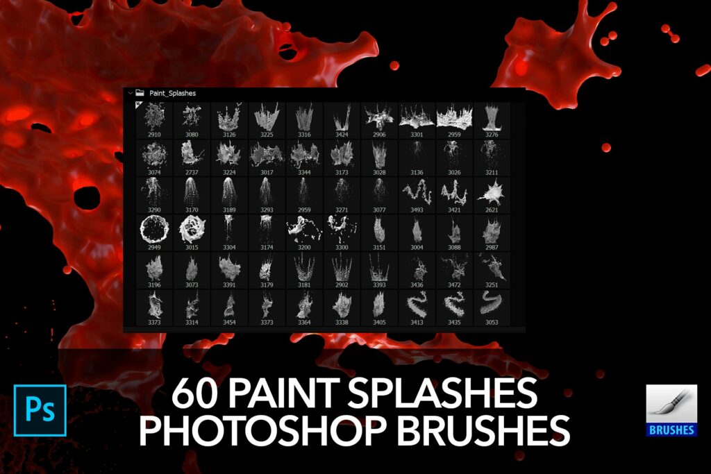 60 Paint Splash Brushes for PS – MasterBundles